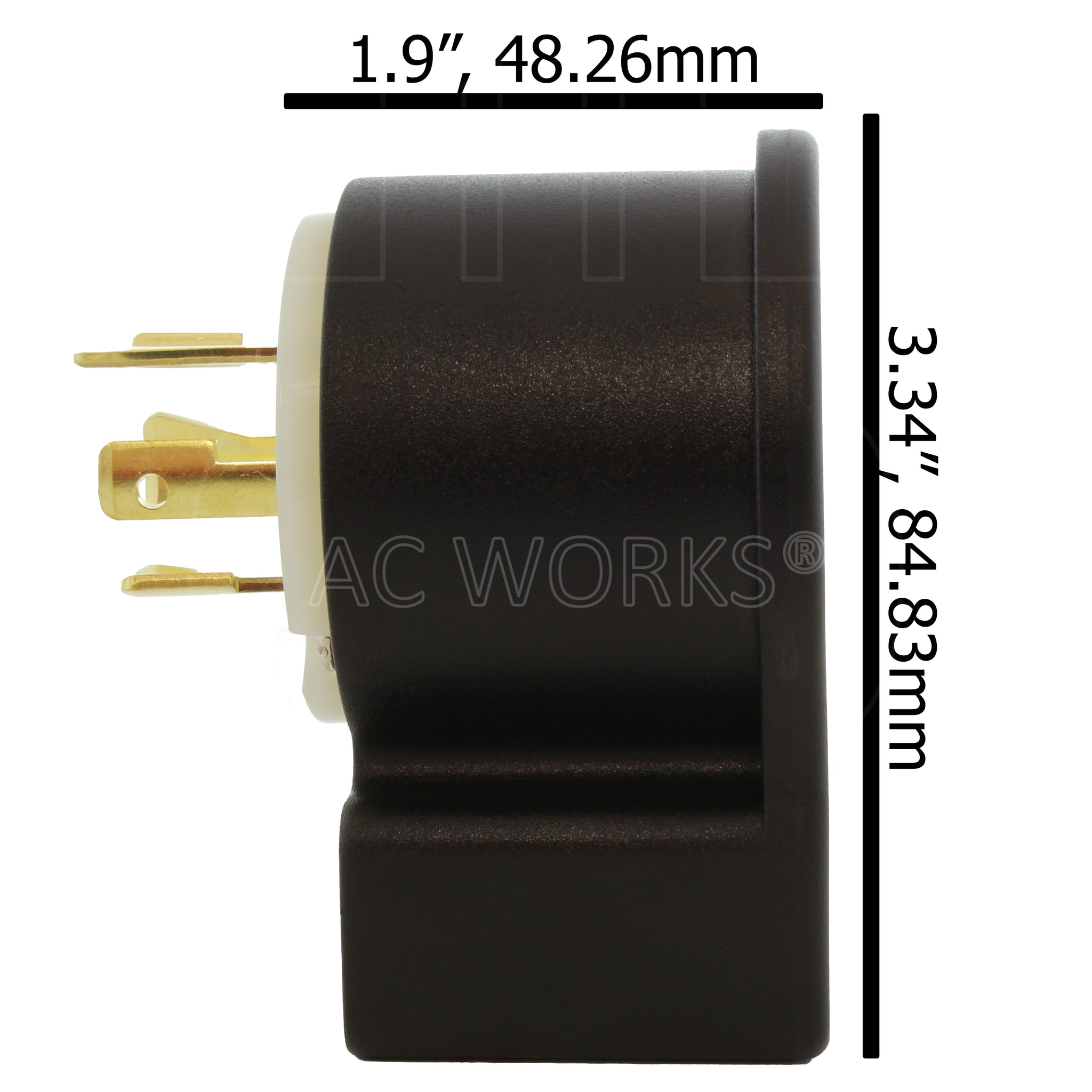 AC WORKS® [ASEL1730P] NEMA L17-30P 3-Phase 30A 600V Elbow 4-Prong Lock ...