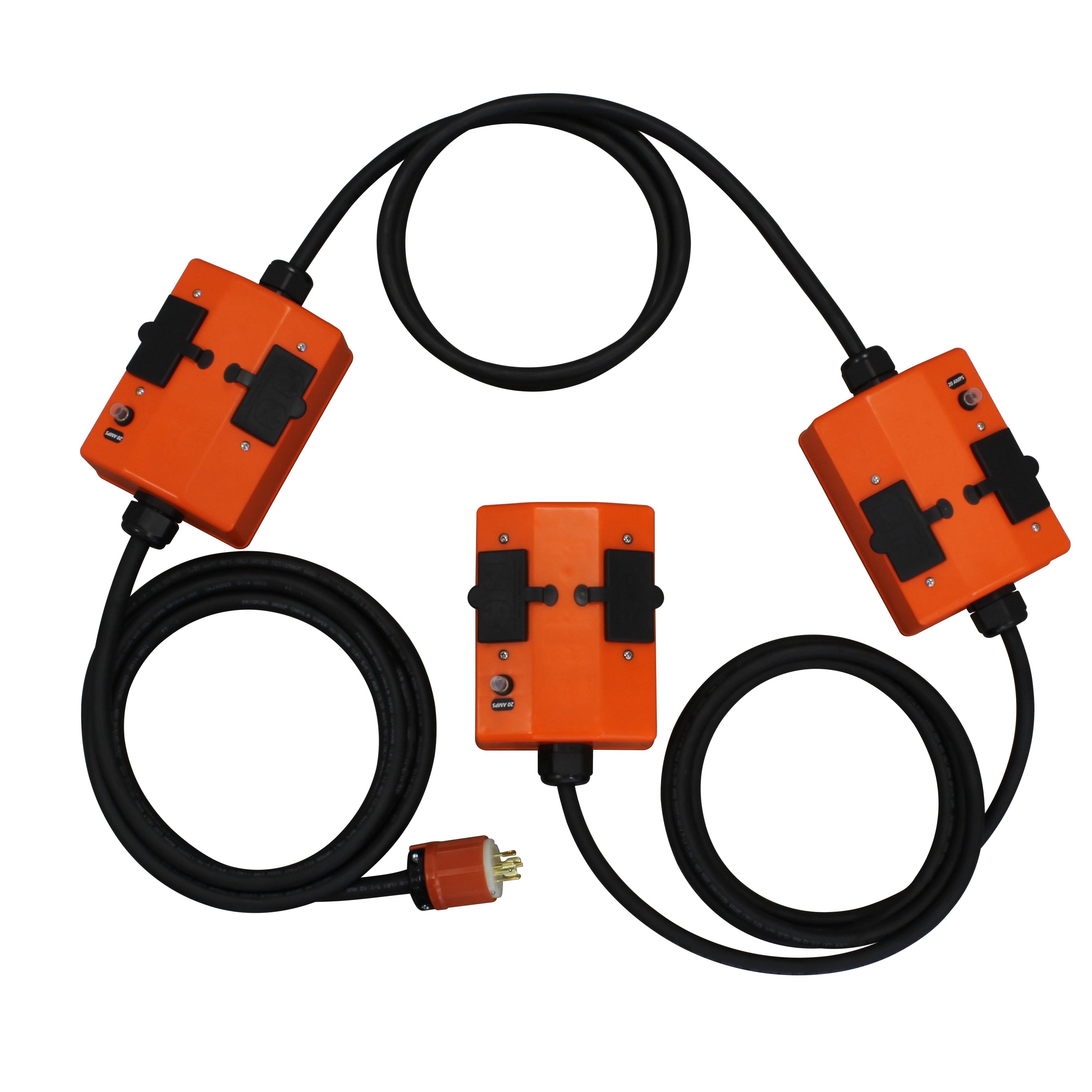 AC WORKS® [L2120PDU-10-ABC] L21-20 Stringer Cord with 3 PDU Outlet Box ...