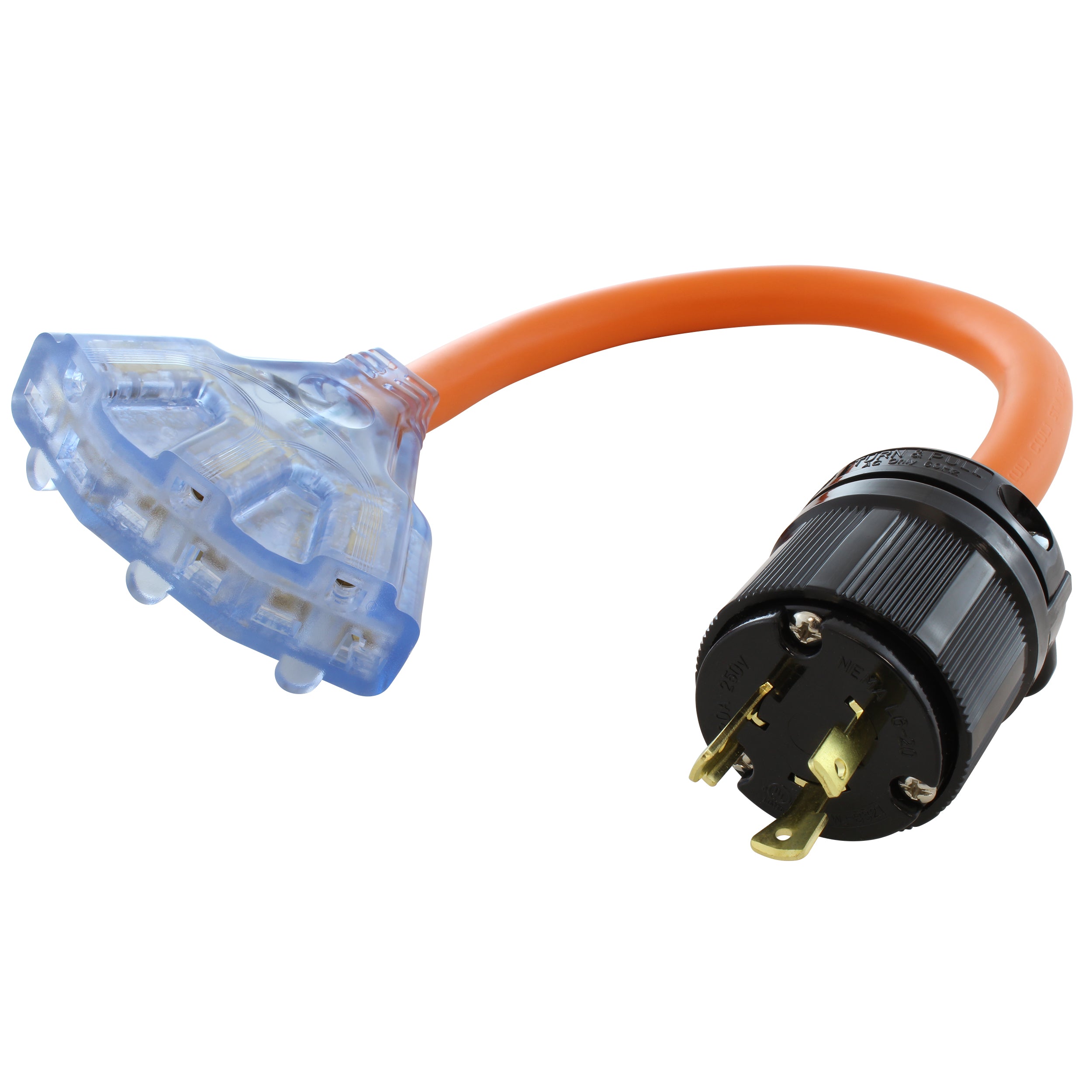 AC WORKS® [L620W620-018] 1.5FT 20A 250V L6-20 Plug to (3) NEMA 6-15/20 ...