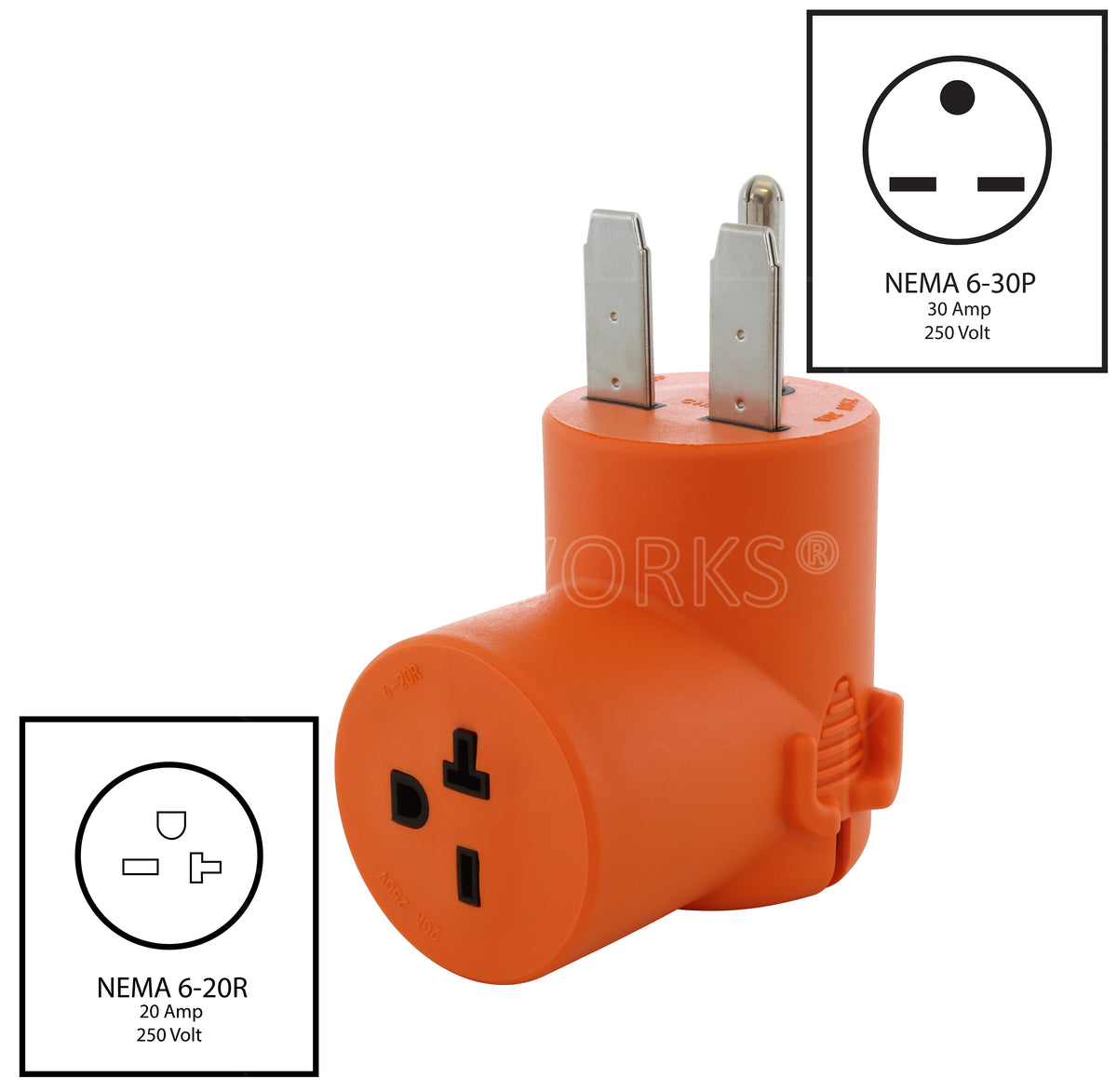 AC WORKS® [AD630620] Adapter 6-30P 30A 250V Commercial HVAC Plug to NE ...