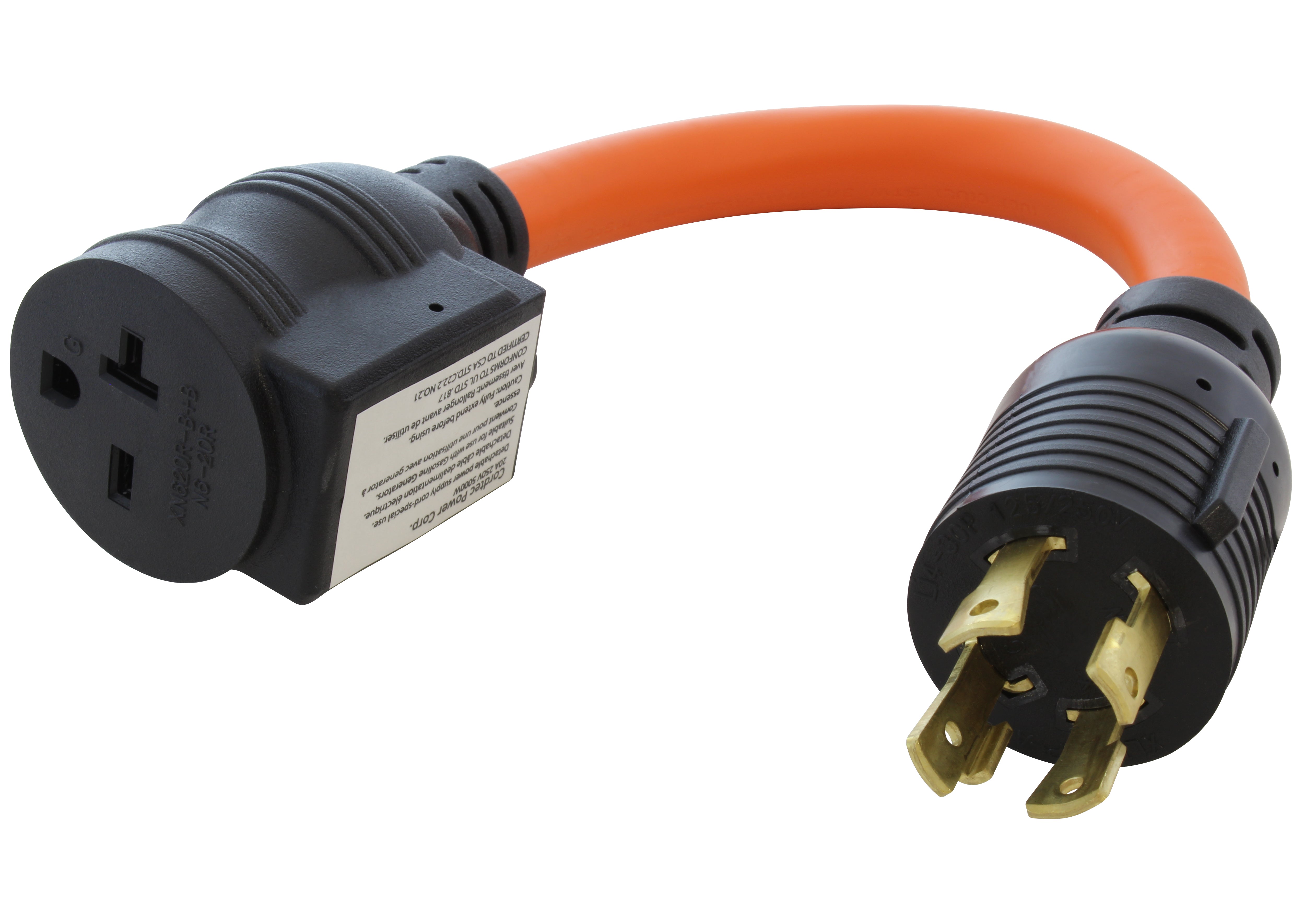 1.5FT 30A 4-Prong L14-30P Locking Plug to 6-15/20 Outlet W/ 20A Breaker ...